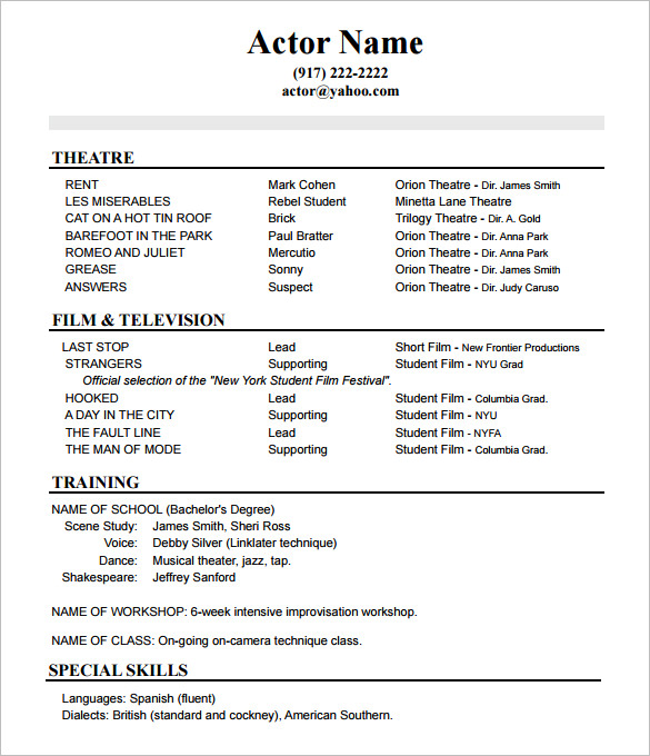 Acting Tip For Special Skills On Resume Acting Guide Acting Tip For Special Skills On Resume Acting Guide